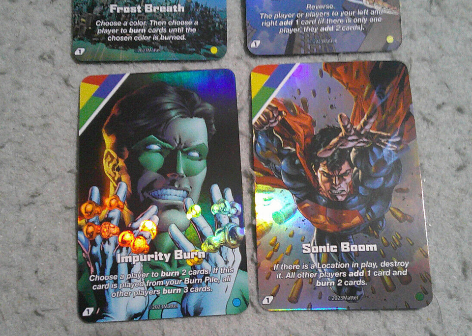 4 foils UNO Ultimate DC Superman X3, Green Lantern Rare-Frost Breath ...