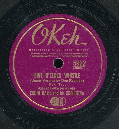 78tk-Jazz-OKEH-5922-Count Basie-(Five O'Clock Whistle/My Wanderin' Man ...