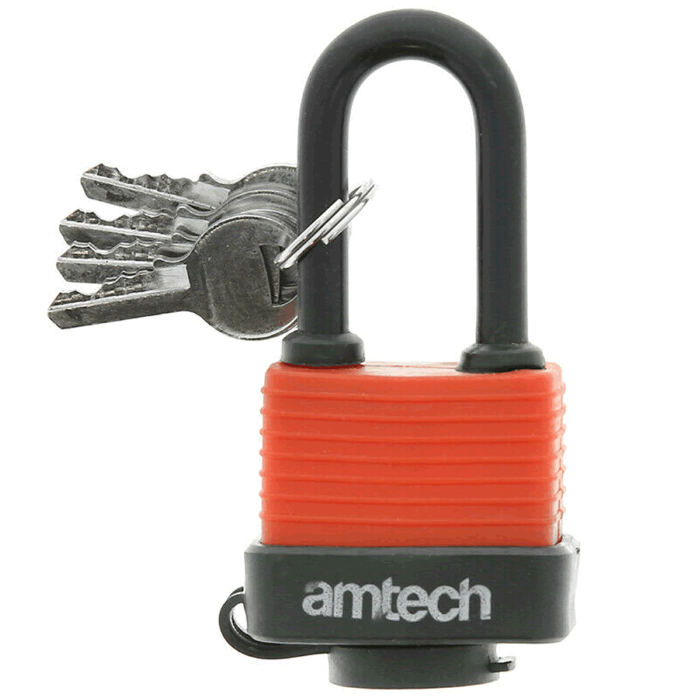 SECURITY PADLOCK & KEY 40MM LONG SHACKLE WEATHERPROOF T0760 COMES WITH ...