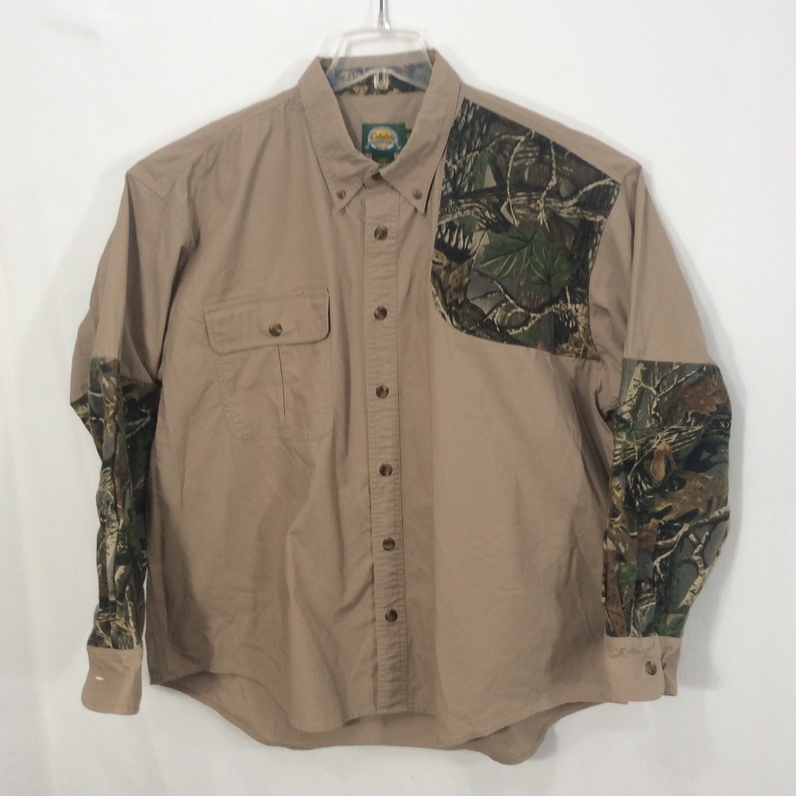 Mens Cabelas Seclusion 3D Beige Green Camo Thick Long Sleeve Shirt Size ...