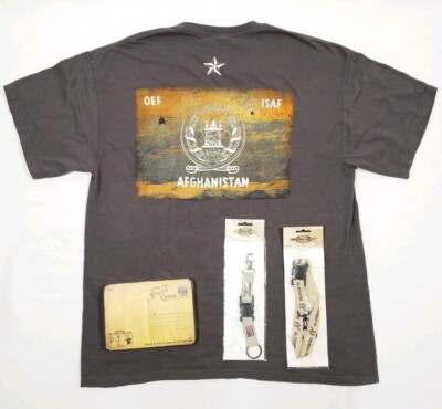 OEF Afghanistan ISAF T-Shirt + Al Dhafra Air Base Neck Key Chain + OIF ...