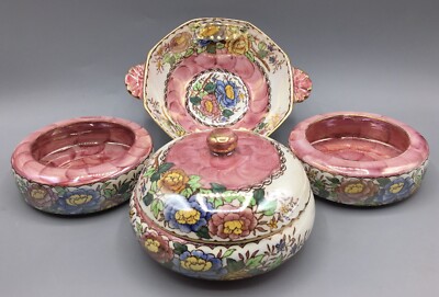 Four Pieces of Vintage Maling Ware 'Peony Rose' | eBay UK