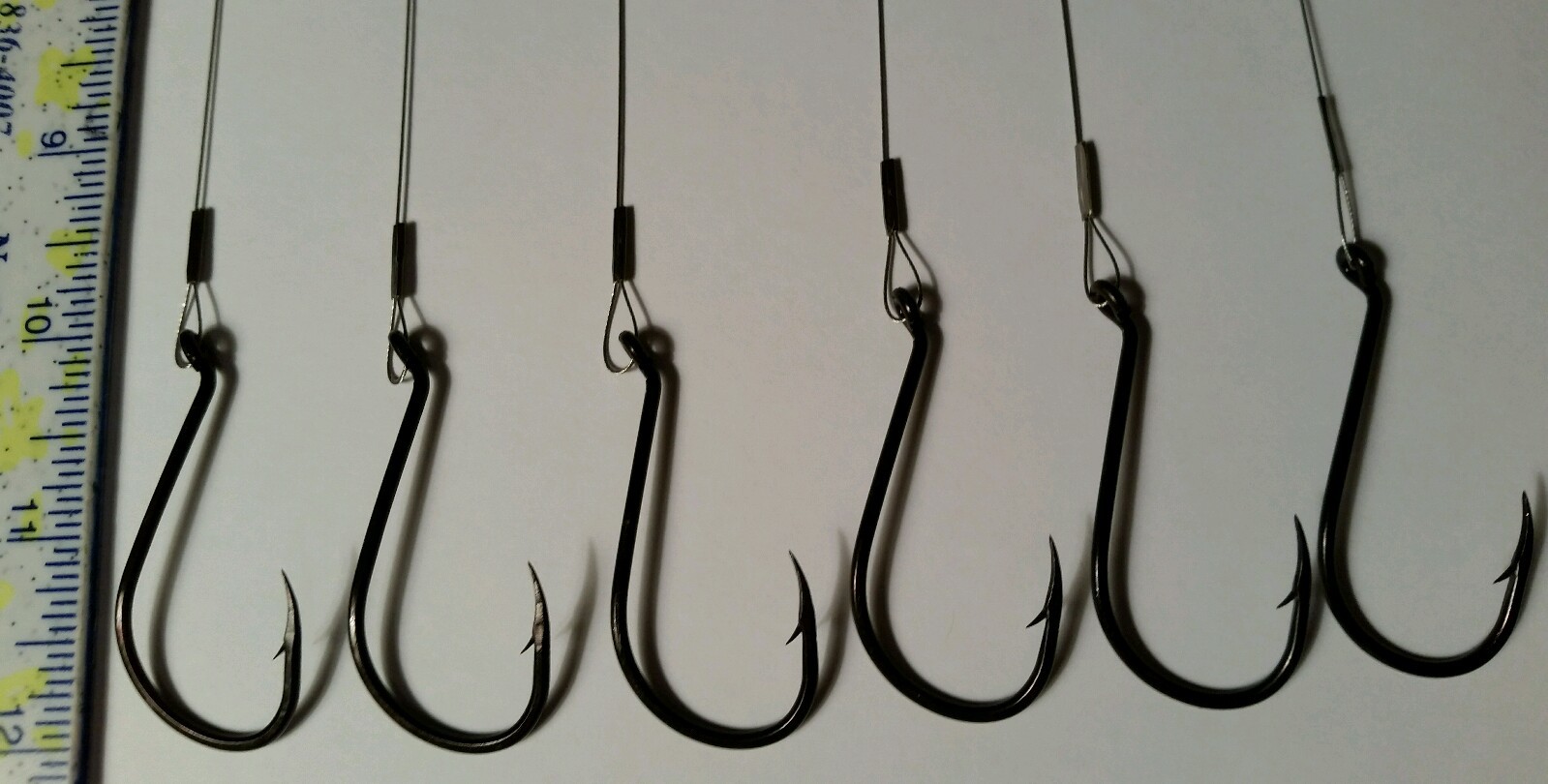 6 BLUEFISH RIGS - 7/0 OCTOPUS HOOK WITH 12" - 45 LB. STEEL LEADER | eBay