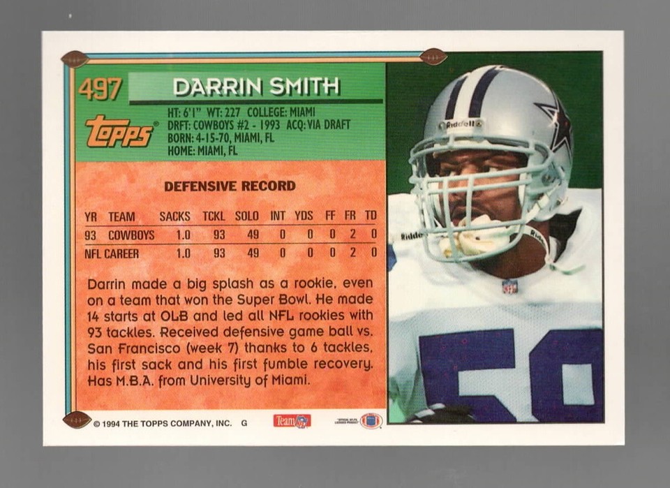 1994 Topps #497 Darrin Smith Near mint or better | eBay
