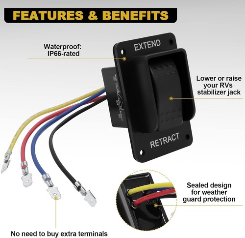 387874 RV Electric Stabilizer Jack Switch Compatible with 1 PCS, Black ...
