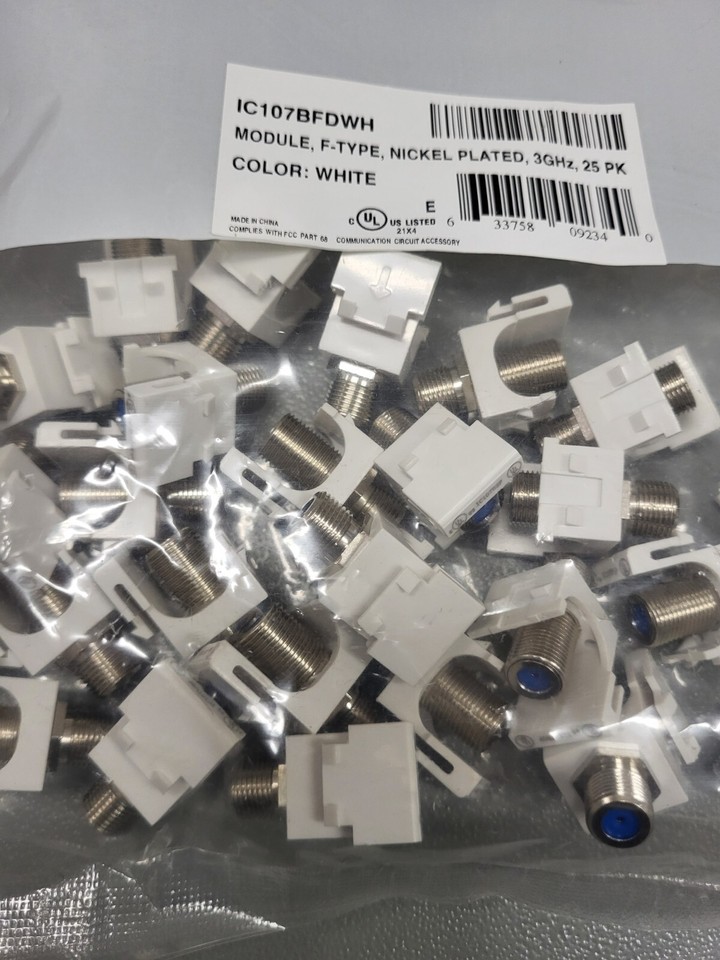 ICC IC107BFDWH Module, F-Type Nickel Plated 3Ghz, 25Pk free shipping | eBay