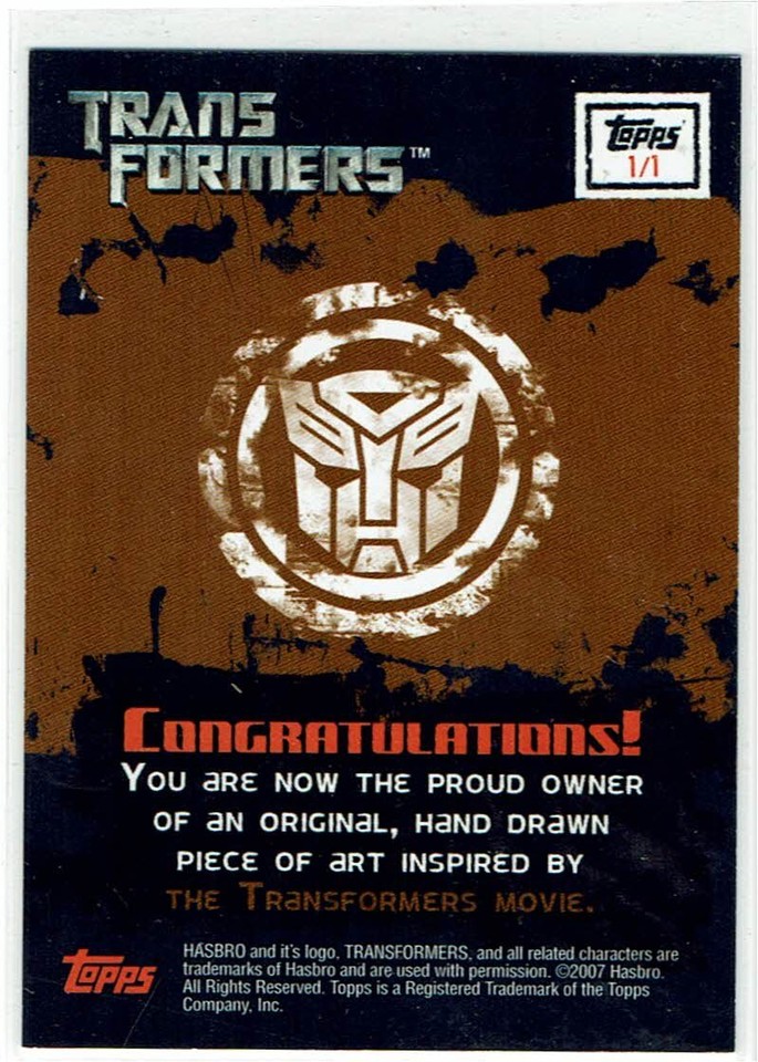 Transformers The Movie 2007 Artist Sketch Card Topps 1/1 Tom Hodges | eBay