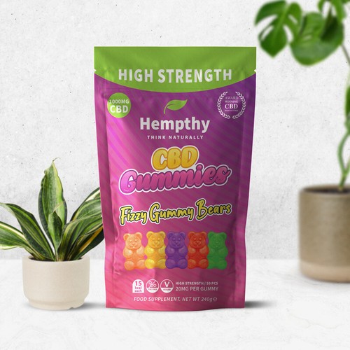 Hempthy CBD Gummies Fizzy Bears 1000mg - 50 Pack - Gummy Bears - High ...