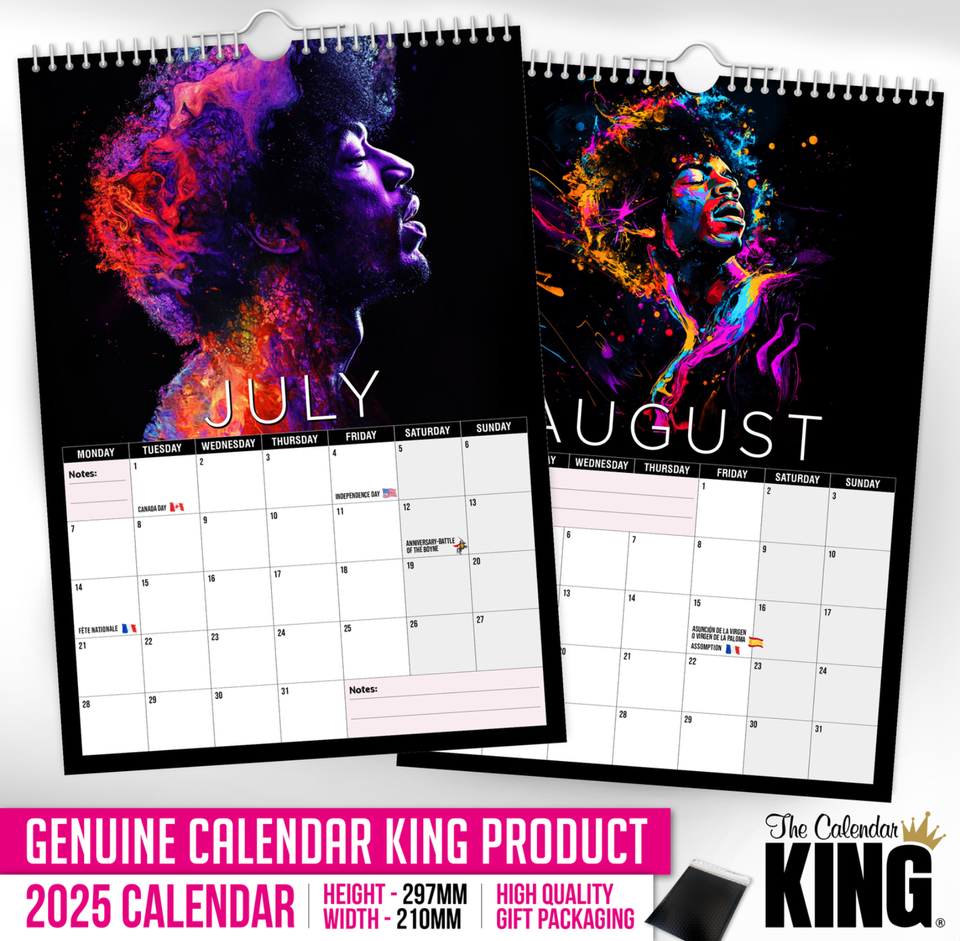 2025 Calendar - Jimi Hendrix - ART - Christmas - Birthday - Present ...