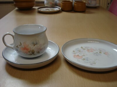 Denby Coloroll Encore / Dauphine / Sweet Pea Trio cup&saucer&side/cake ...