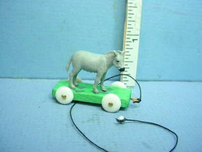 Miniature Pull Toy Donkey Handcrafted 1/12 Scale | eBay