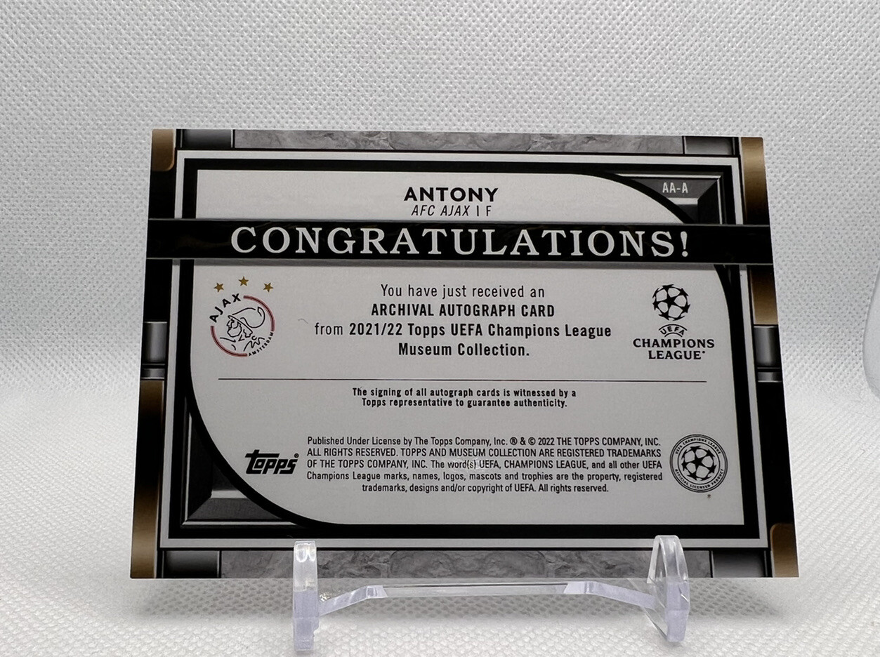 2021-22 Topps Museum UEFA UCL Antony Archival Autograph Purple /99 ...