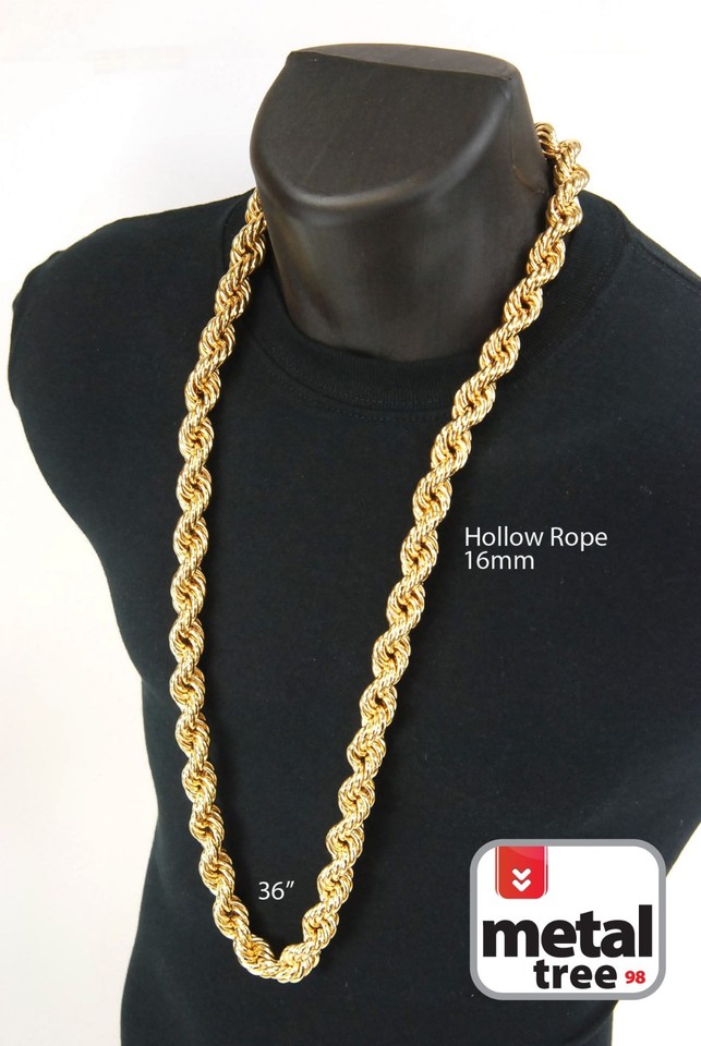 Hip Hop Gold Plated Hollow Chunky Rope Dookie Chain Necklace 30" | eBay