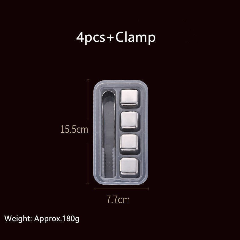 Reusable Whiskey Stones Stainless Steel Ice Cube Set Wine Whisky ...