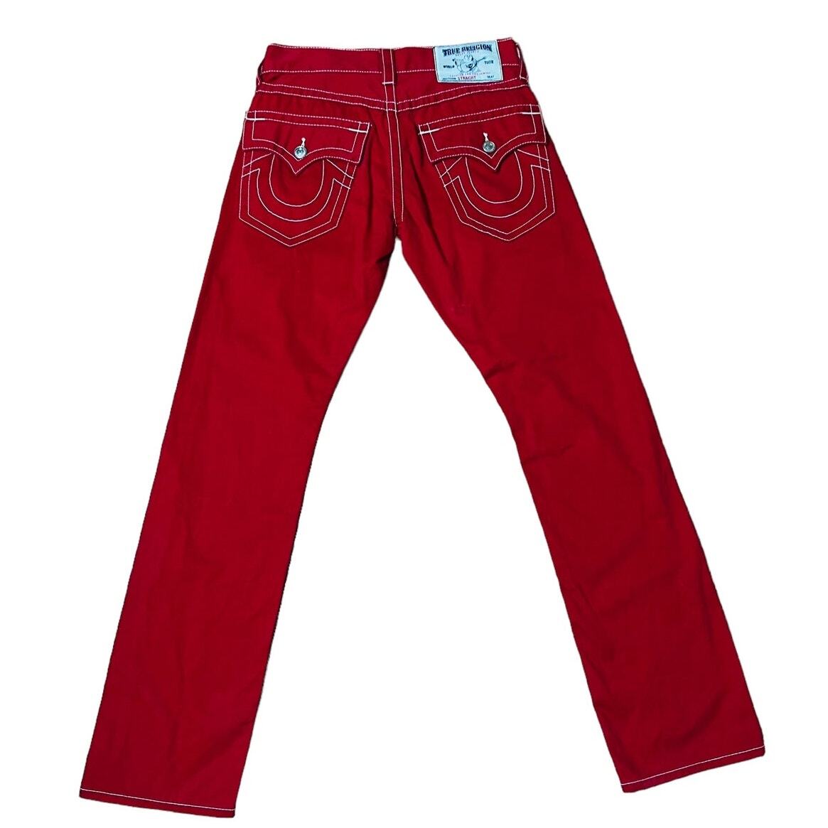 True Religion Red Straight Leg Womens Jeans Size 29 Zip True Religion Red Straight Leg Womens Jeans Size 29 Zip