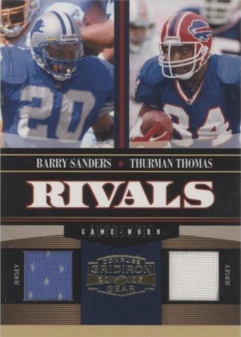2006 Donruss Gridiron Gear - Rivals Barry Sanders, Thurman Thomas #R-7 ...