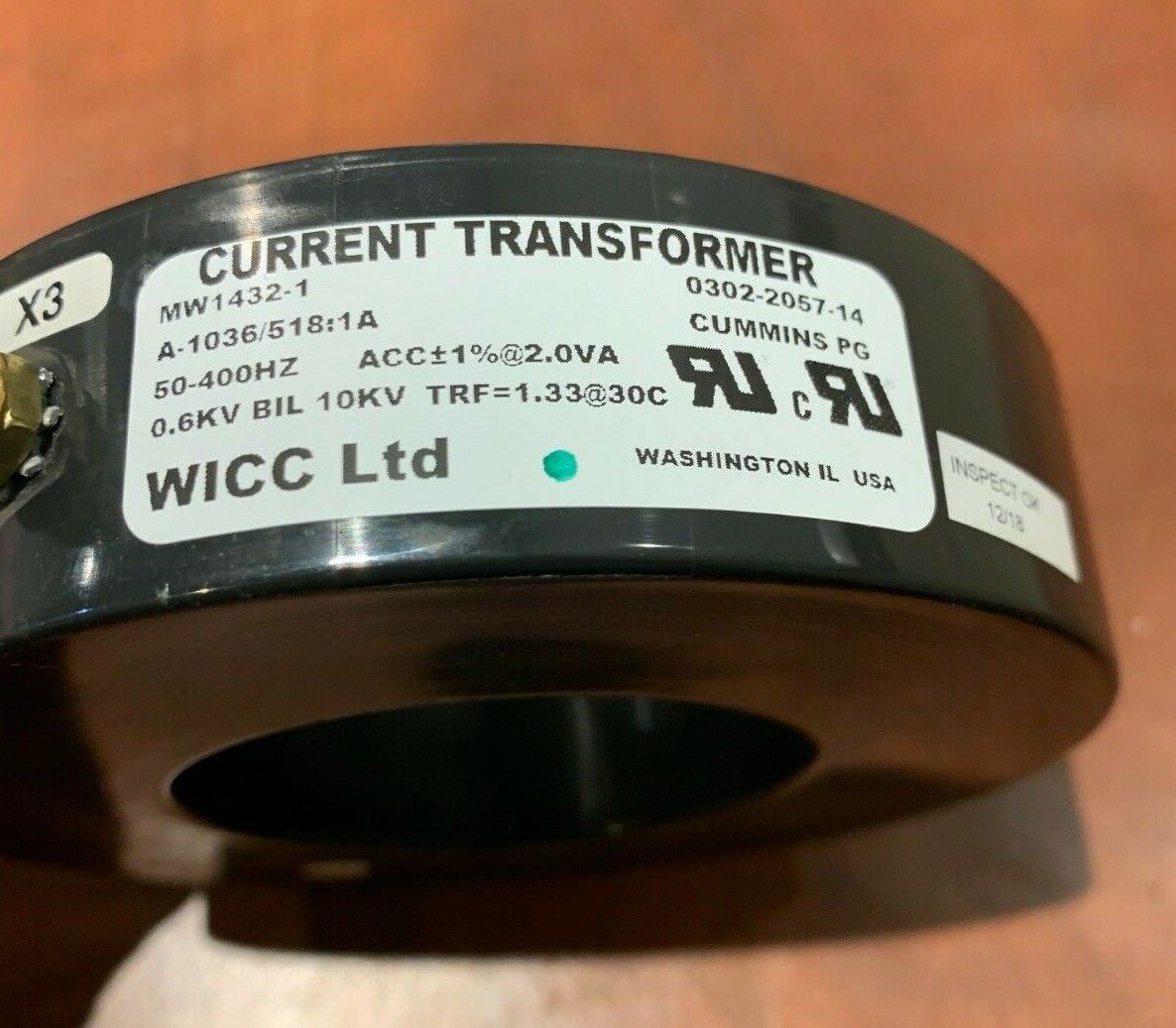 Wicc CT Current Transformer 518:1A | Cummins P/N: 0302-2057-14 302-2057 ...