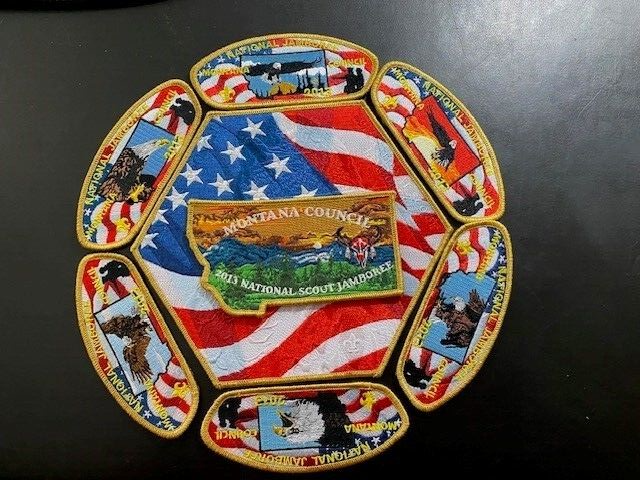 Montana Council BSA 2013 National Jamboree Gold Border Set of 8 Patches ...