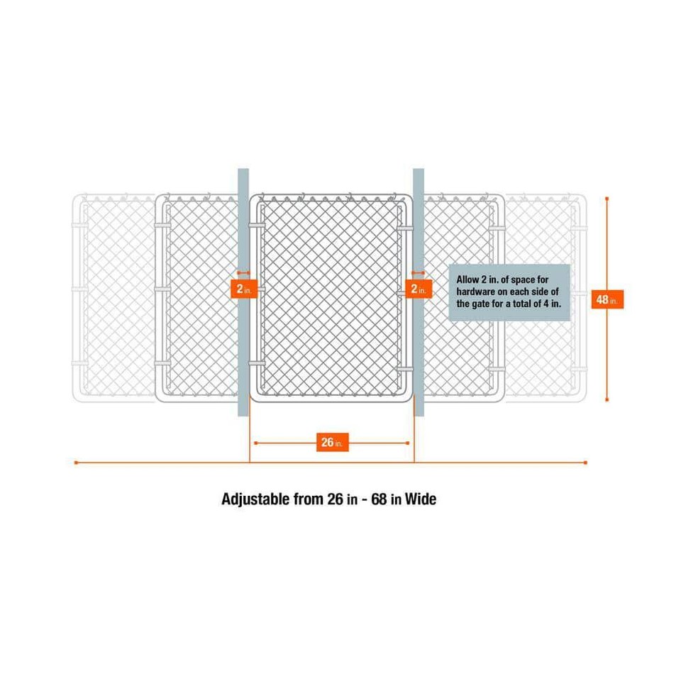 Expandable Chain Link 6 ft. W x 4 ft. H Galvanized Steel Fence Gate Kit ...