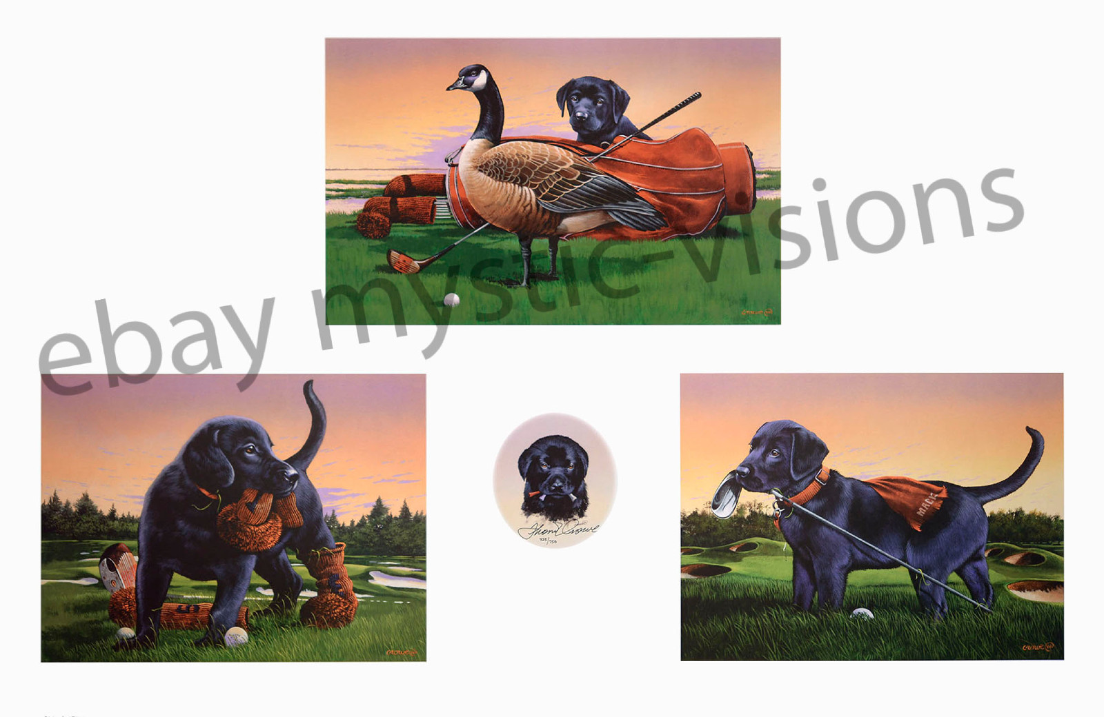 Phillip Crowe TEE TIME Signed & Numbered w/coa Black Labrador Puppy ...