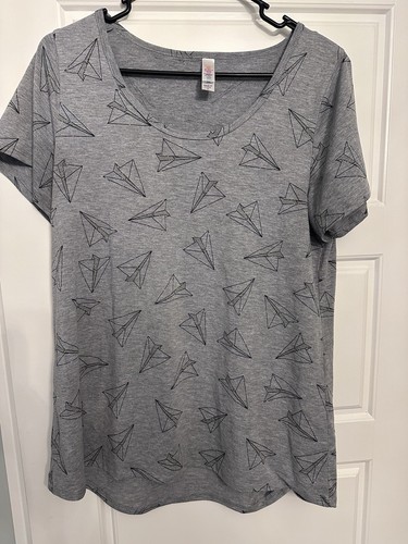 Lularoe Classic T Shirt Top Aztec Tunic Gray Paper Airplanes Medium | eBay