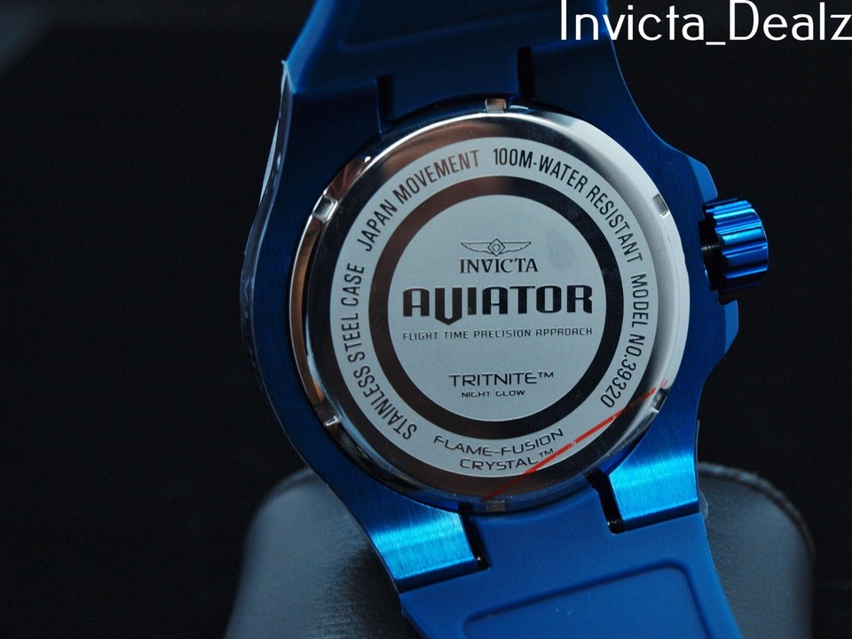 New Invicta Men 50mm PILOT AVIATOR Multifunction Quartz Blue Stainless ...