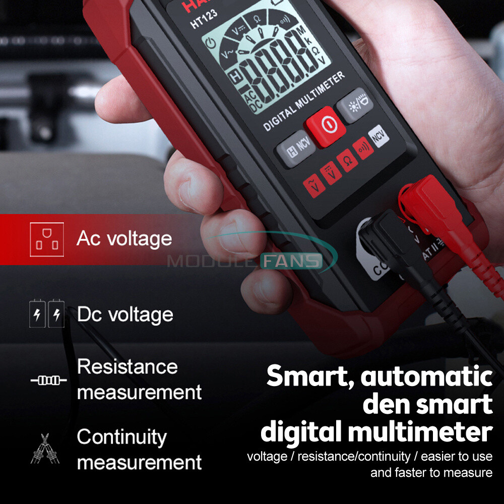 HT123 Digital Multimeter Smart Meter Volt AC DC 600V Tester True RMS ...