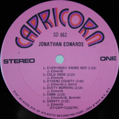 Jonathan Edwards- Jonathan Edwards 1971 SD-862 Disc Only Vinyl 12'' | eBay