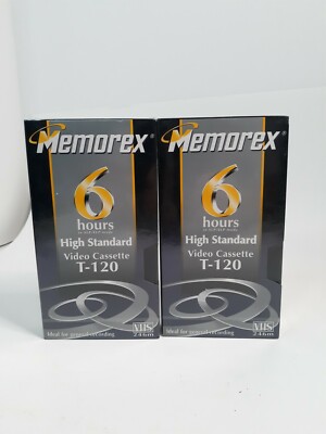 2x Memorex VHS 6 Hours SLP/ELP High Standard T-120. Brand New! | eBay