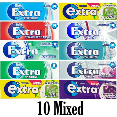 WRIGLEY'S Extra 10 PACKETS MIXED CHEWING GUM (8 FLAVORS) STRAWBERRY ...