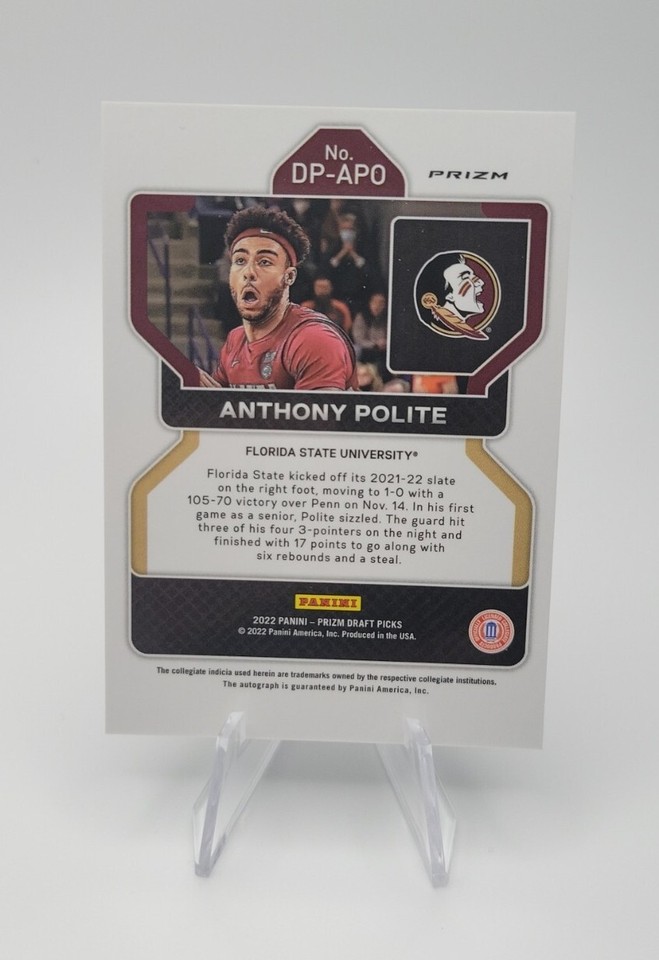 2022 Panini Prizm Silver Draft Picks Signatures #APO Anthony Polite ...