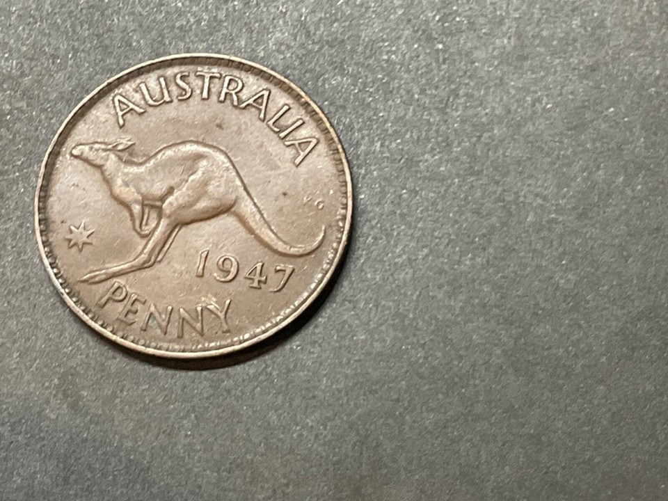 Rare Australian Penny 1947 minted in Perth. George VI Very Low Mintage ...