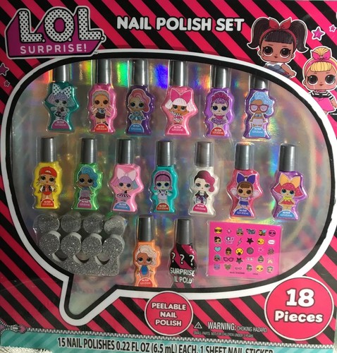 LOL Nail Polish Set, NEW 18 peelable nail colors, stickers & toe ...