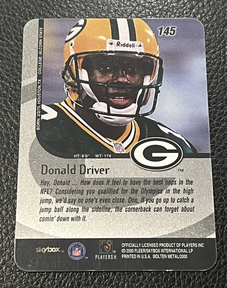 Donald Driver 1999 Skybox Molten Metal Rookie Card #145 Green Bay ...