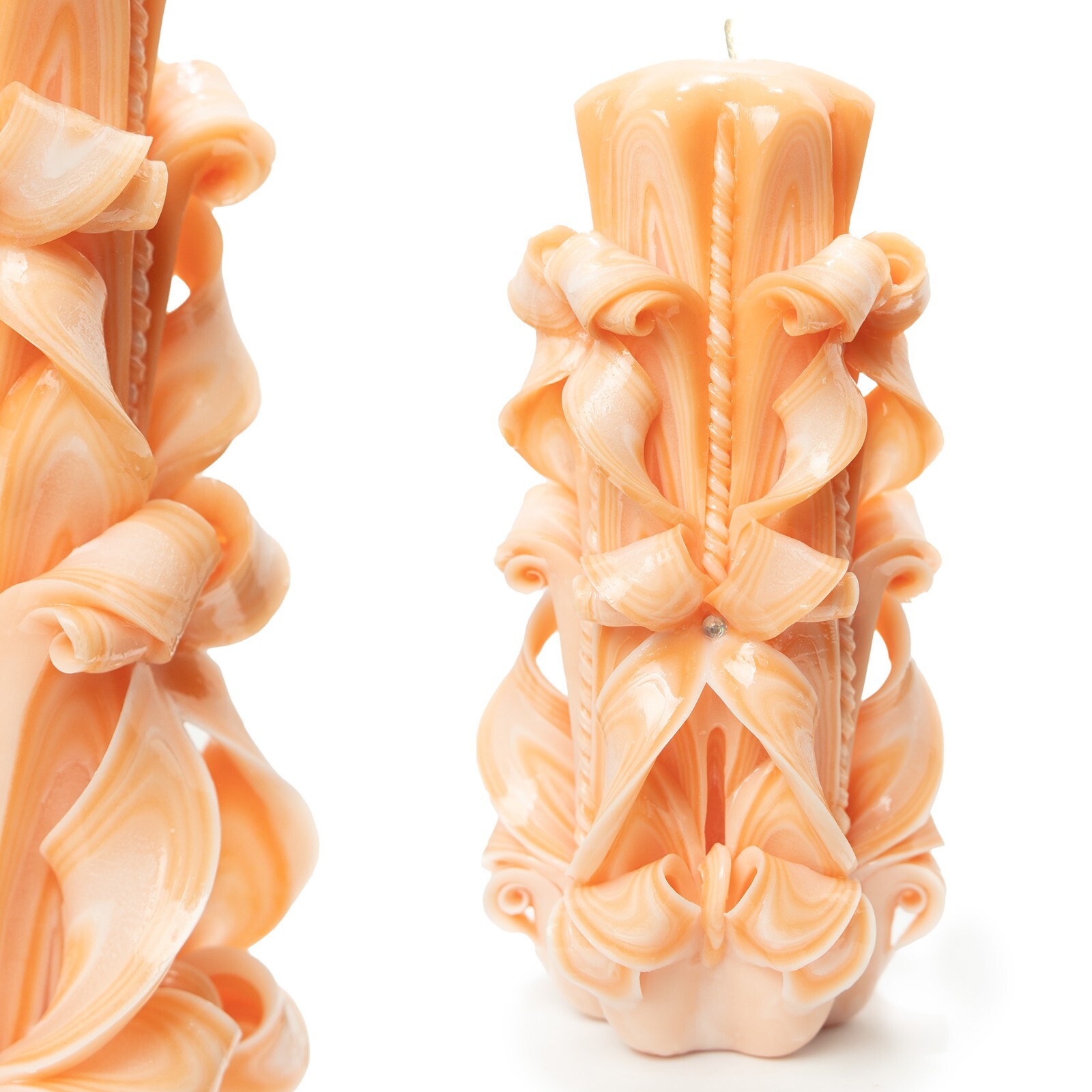 Peach Large Carved Candle - Home Decor Candle, Candle Gift - 100% WAX ...