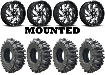Kit 4 Interco Bogger UTV Tires 40x10-22 on Fuel Kompressor Gloss Black ...