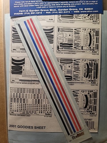 SLIXX NASCAR 2001 STOCK CAR GOODIES DECALS # 1667 | eBay