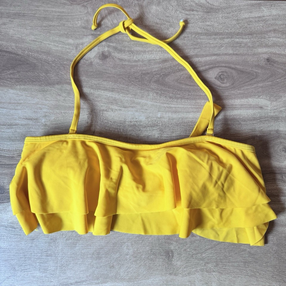 NWOT Unbranded Mustard Yellow Ruffle Bikini Top Swim Top Swimwear Sz Sm ...