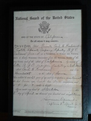 1918 national guard honorable discharge paper | eBay