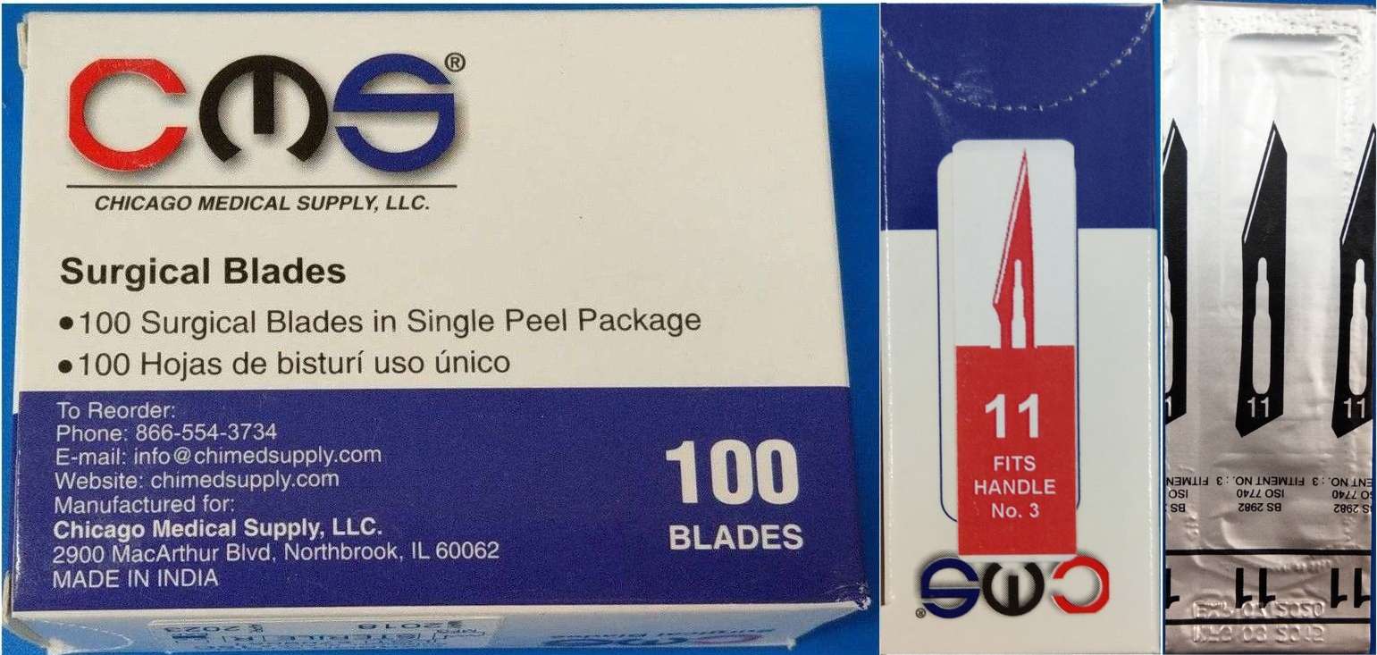CMS #11 Surgical Podiatry Medical Blades Scalpels Stainless Steel 100 ...