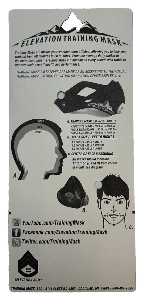 Training Mask Elevation 2.0 Sleeve Octo Alien Altitude Simulating Gray ...