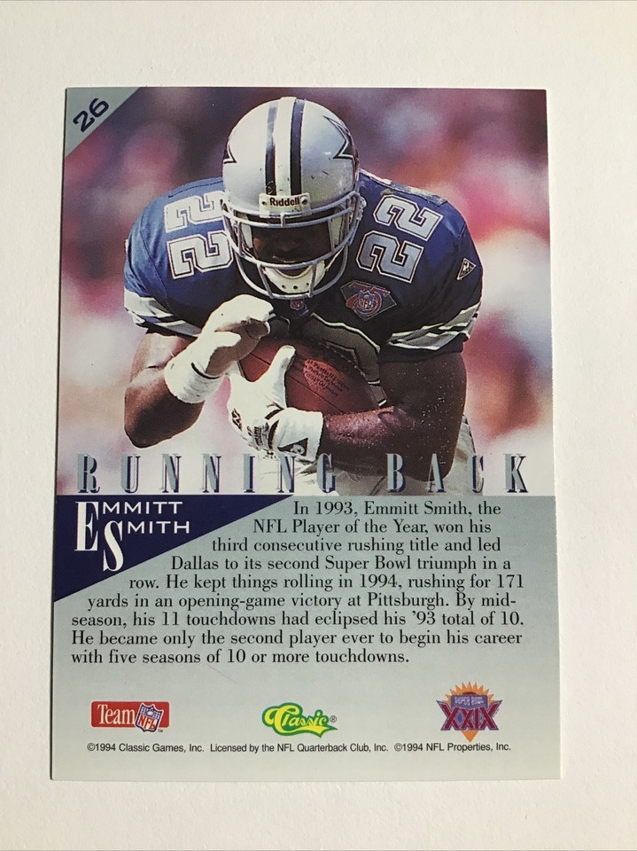 1994 Classic NFL EXPERIENCE #26 Emmitt Smith - NM-MINT - 6121 | eBay