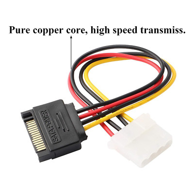 Sata 15CM 4 Pin Molex Female To 15 Pin Male Power Adapter Cable Hard ...