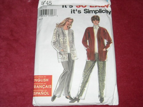 🌺 SIMPLICITY #9745 - LADIES NO CLOSURE CARDIGAN & PULL PANTS PATTERN XS ...