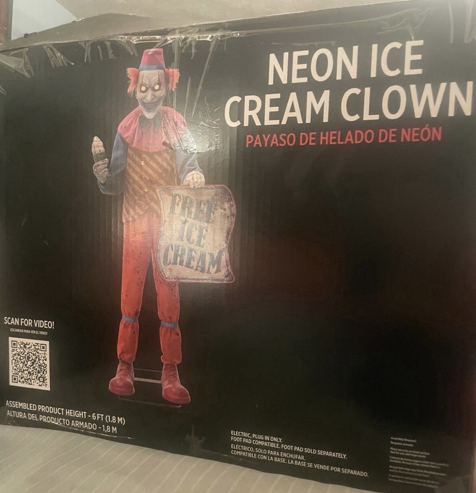 Party City Neon Ice Cream Clown retired Halloween Animatronic w/box | eBay