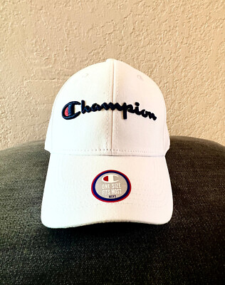 two New Champion Hat Mens White Adjustable One Size Fits All | eBay