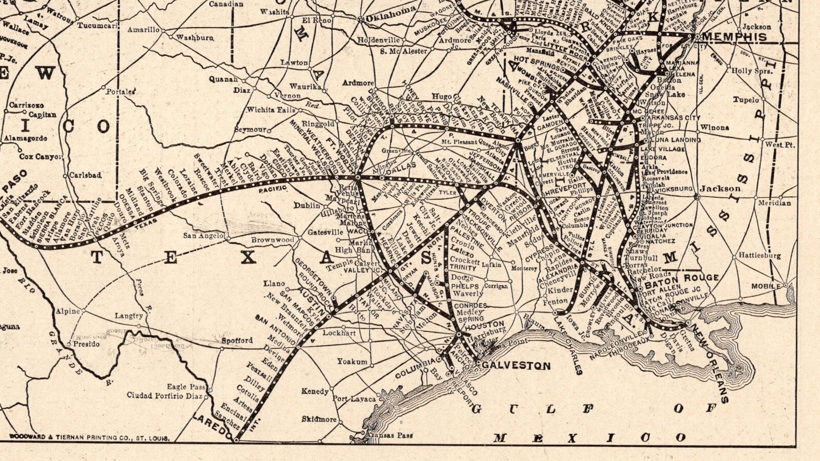 1919 Antique MISSOURI PACIFIC RAILROAD Map Vintage RAILWAY Map 1548 | eBay