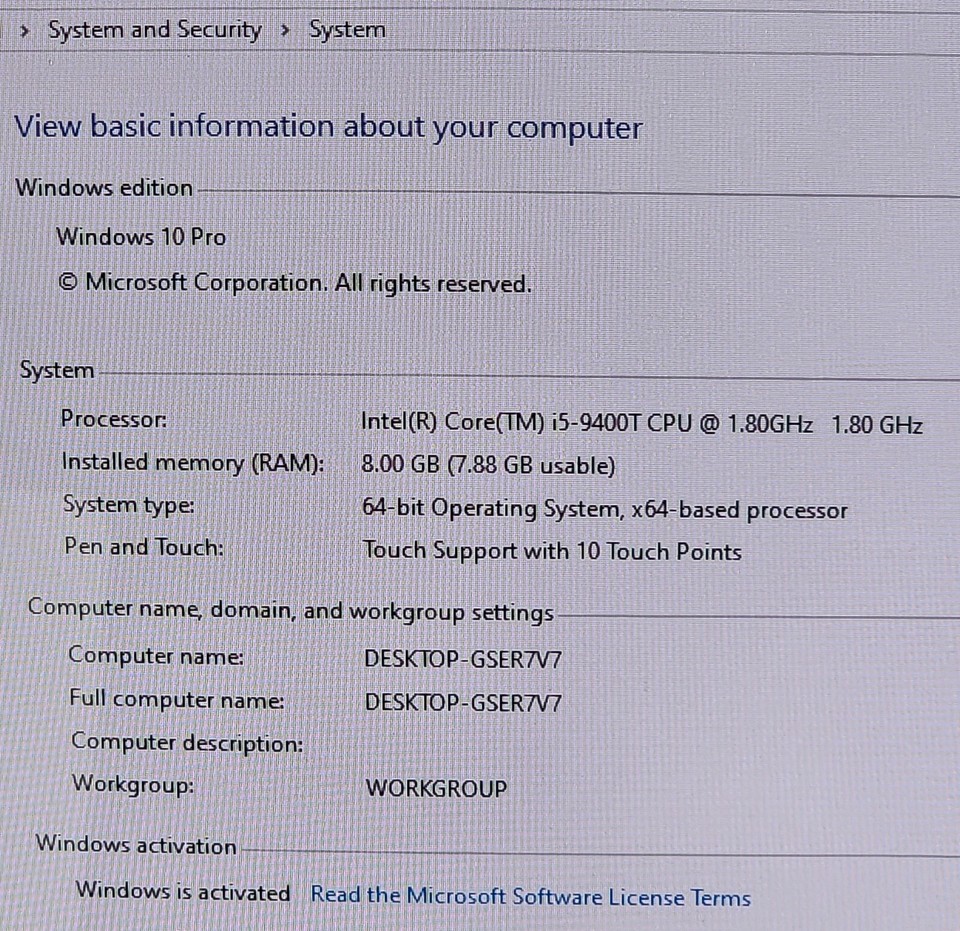 LENOVO IDEACENTRE A540-27ICB i5-9400T @ 1.80GHz 8GB RAM 256GB SSD WIN ...
