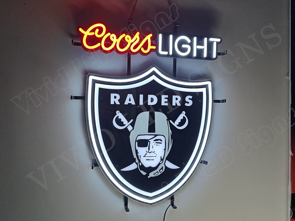 Las Vegas Raiders Beer 24"x20" Vivid LED Neon Sign Light Room With ...