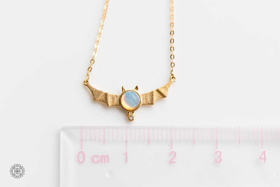 Adorable Bat Design Natural Australian Opal & Diamond Necklace 18K ...
